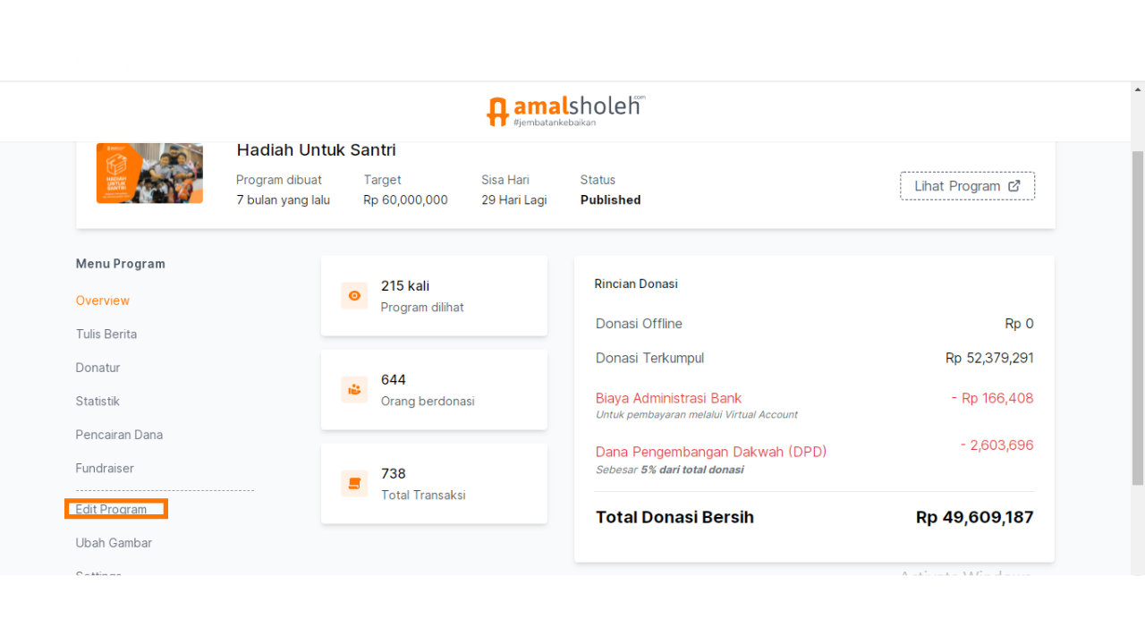 Edit Program - Amalsholeh Helpdesk